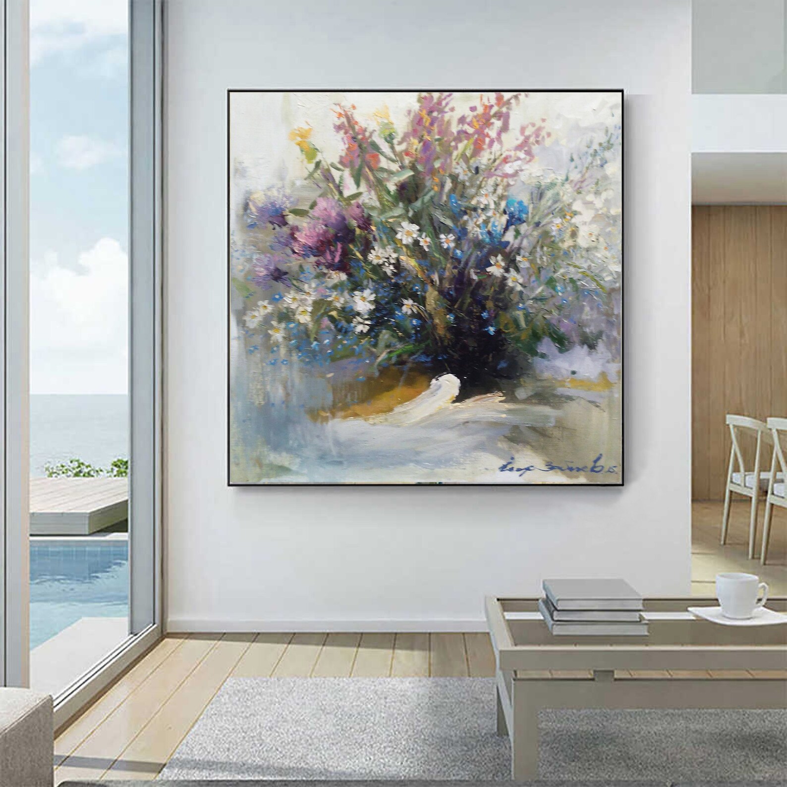 Abstract Flower Painting,original Extra Large Wall Art,wildflowers on ...