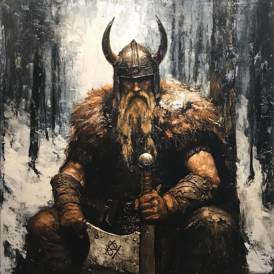 The Viking Warrior - Original Oil Painting, Realistic Portrait Painting ...