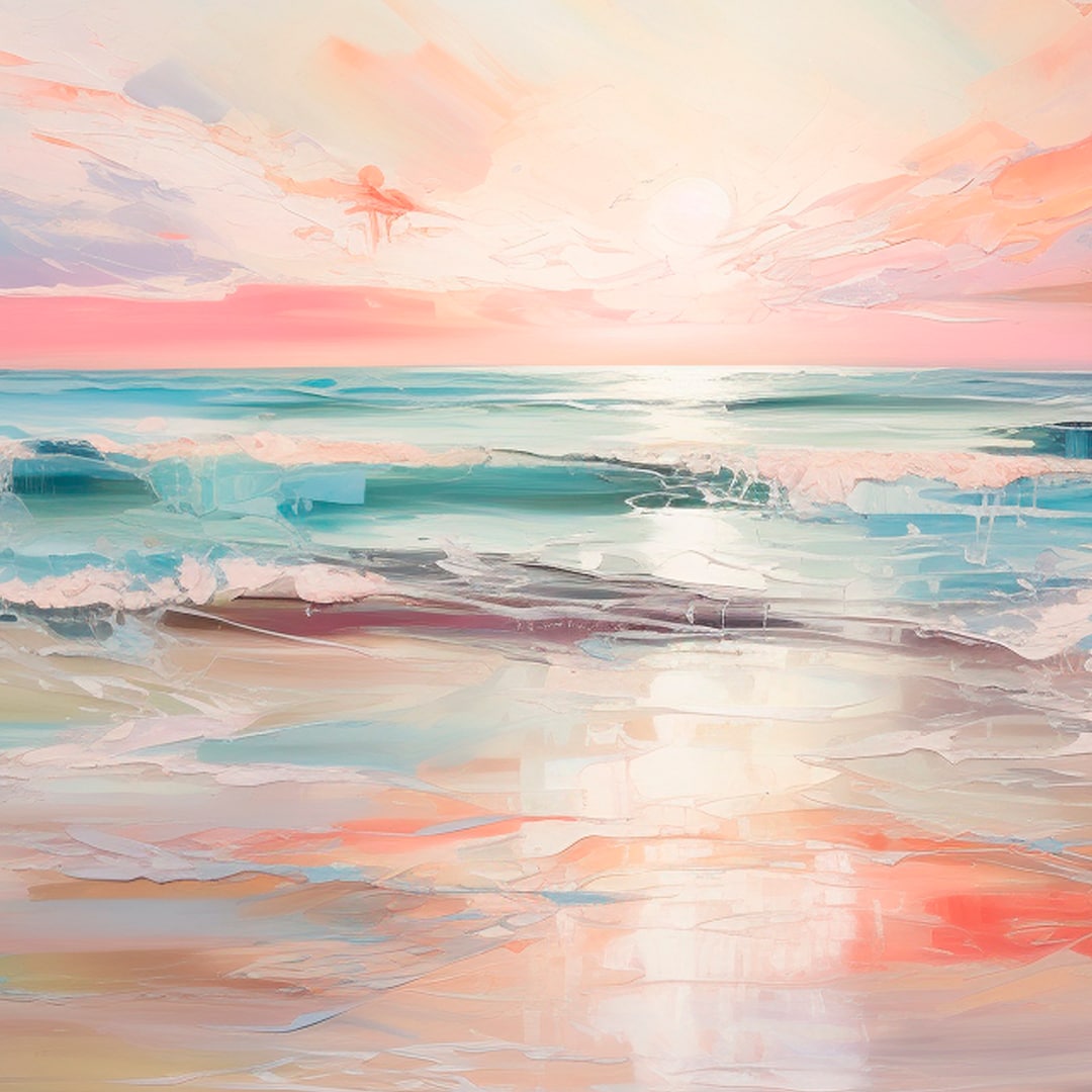 Large Sunset Ocean Abstract Landscape Painting on Canvas With Textured ...