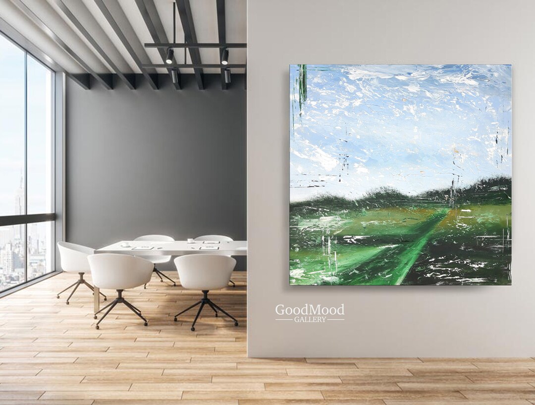 Abstract Scenery Painting on Canvas,blue Sky Wall Art,large Abstract ...