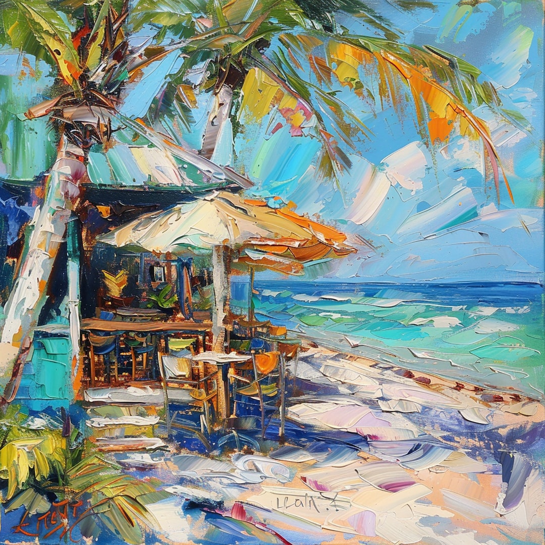 Beach Bar - Original Costal Painting - Etsy