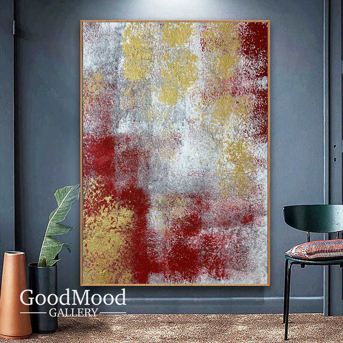 Red and Gold Abstract Art Extra Large Wall Art Canvas - Etsy