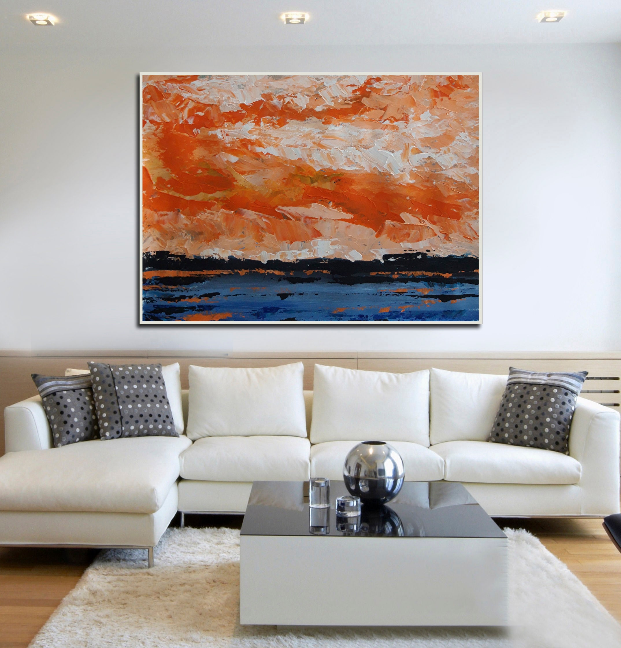 Orange Abstract Wall Art Original Artwork Original Large Wall | Etsy