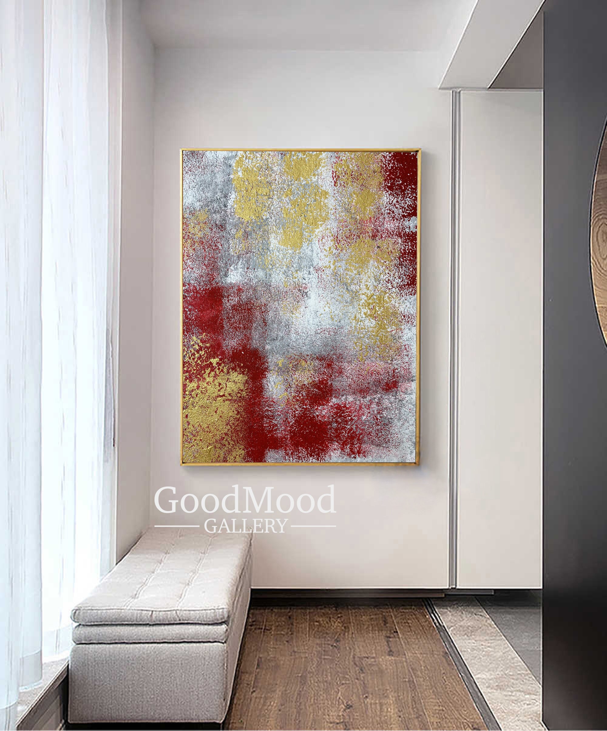 Red and Gold Abstract Art Extra Large Wall Art Canvas - Etsy