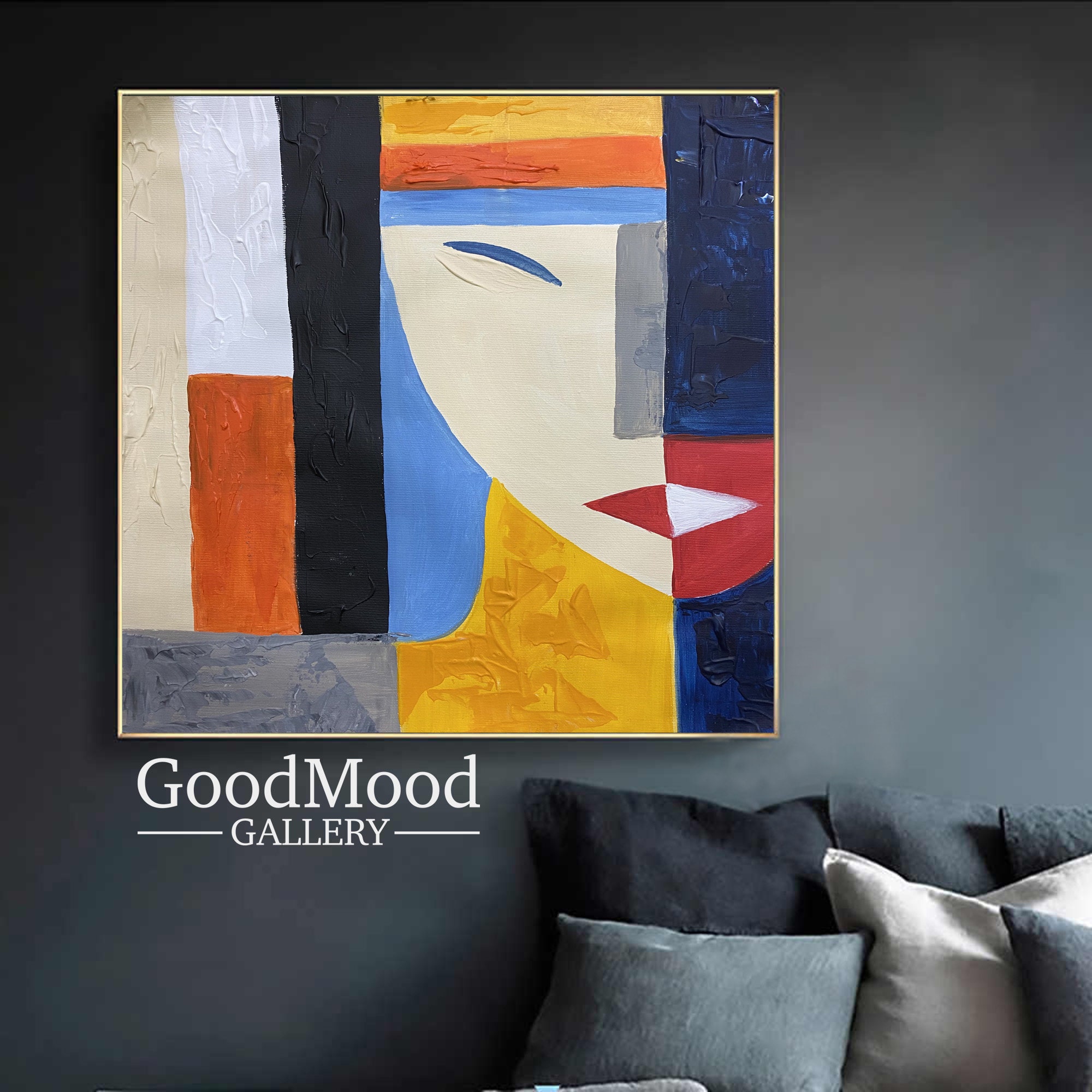 Colorful Abstract Painting Large Faces Abstract Painting | Etsy