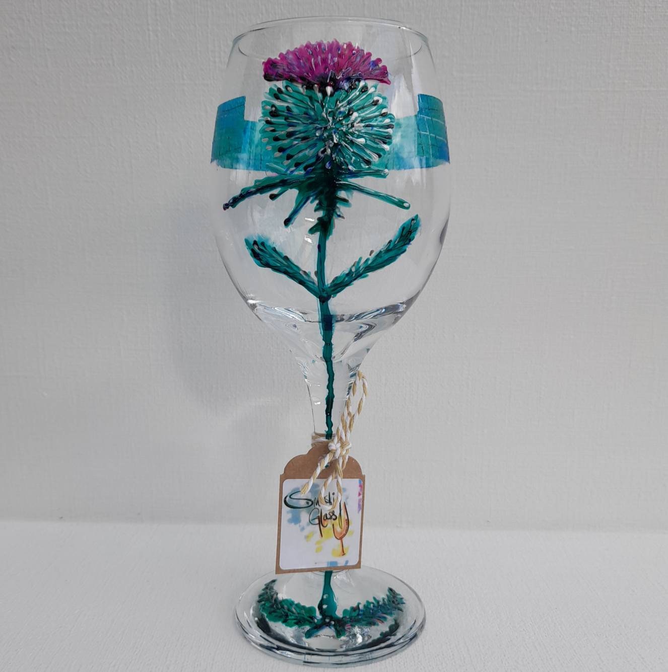 Scottish Thistle Hand Painted Wine Glass can Be Personalised - Etsy UK