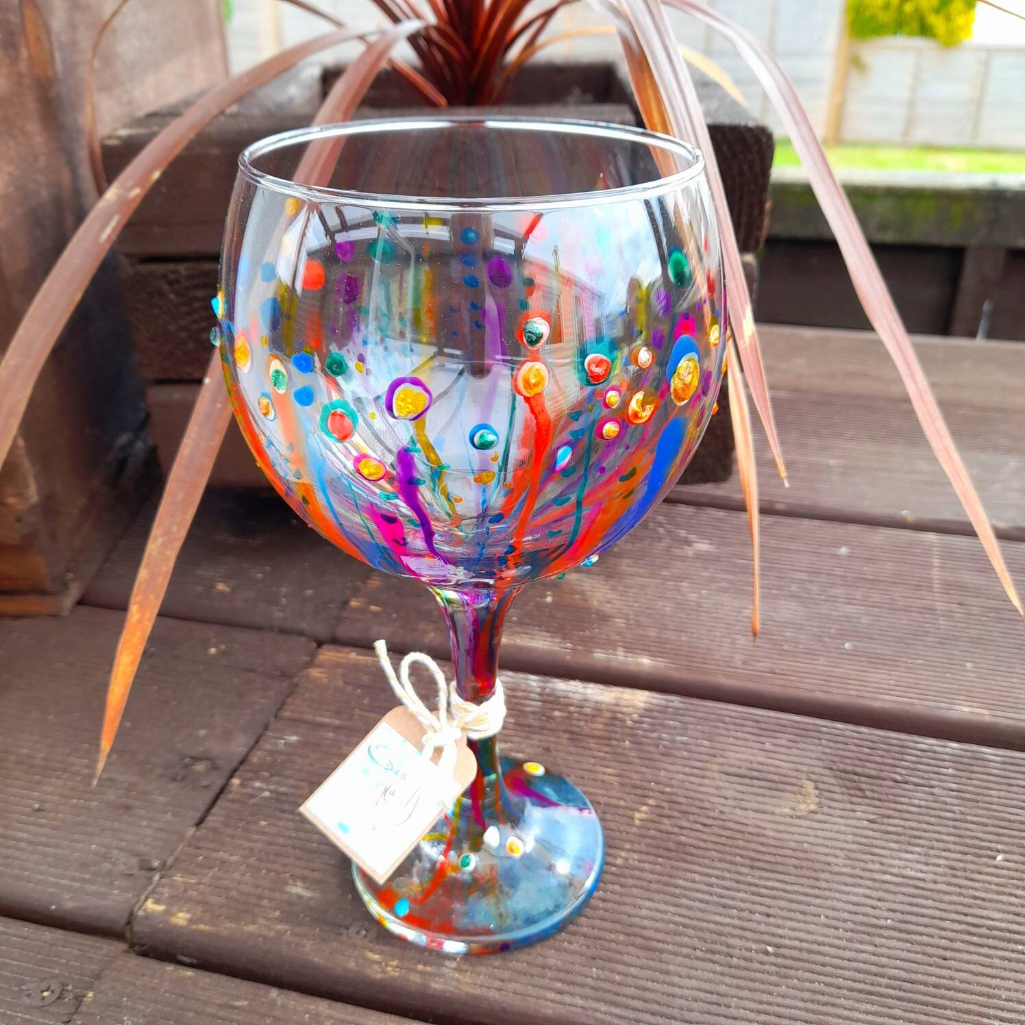 Colour Carnival, Hand Painted Gin Glass (can Personalise) Unique ...