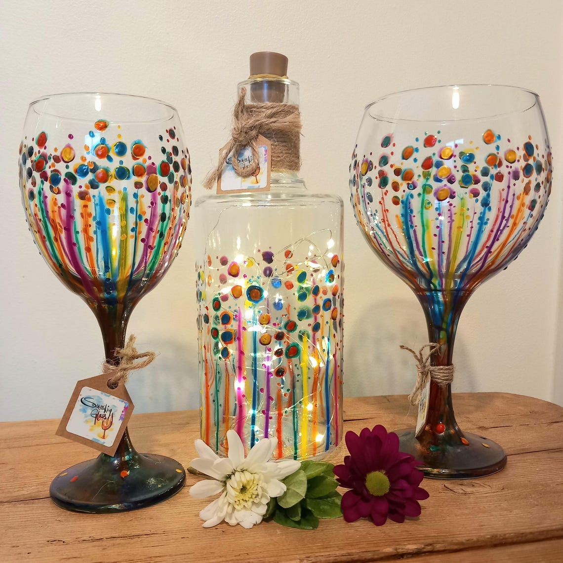 Colour Carnival Hand Painted Bottle Light Decanter (can Be Personalised ...