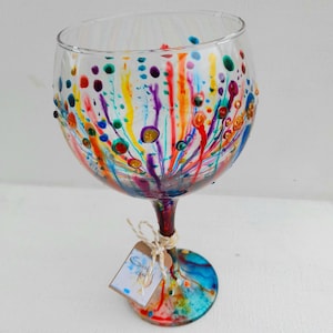 Colour Carnival, Hand Painted Gin Glass (can Personalise) Unique ...
