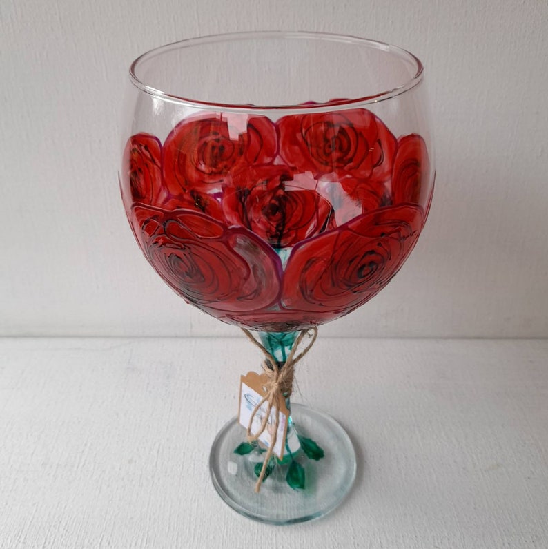Red Rose's Roses Are Red Hand Painted Gin Glass can - Etsy UK