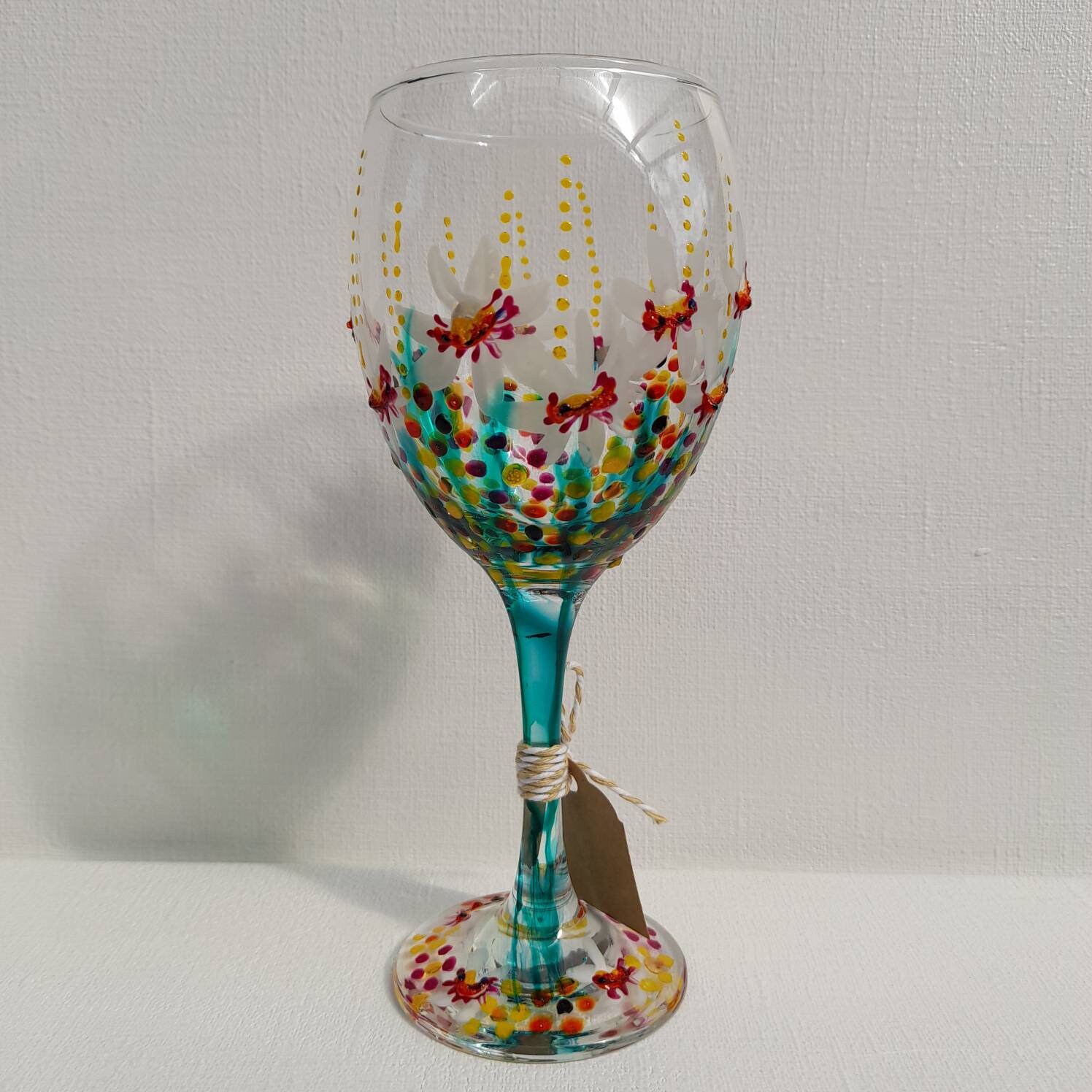 Daisy Confetti, Hand Painted Wine Glass (can Be Personalised for Free ...