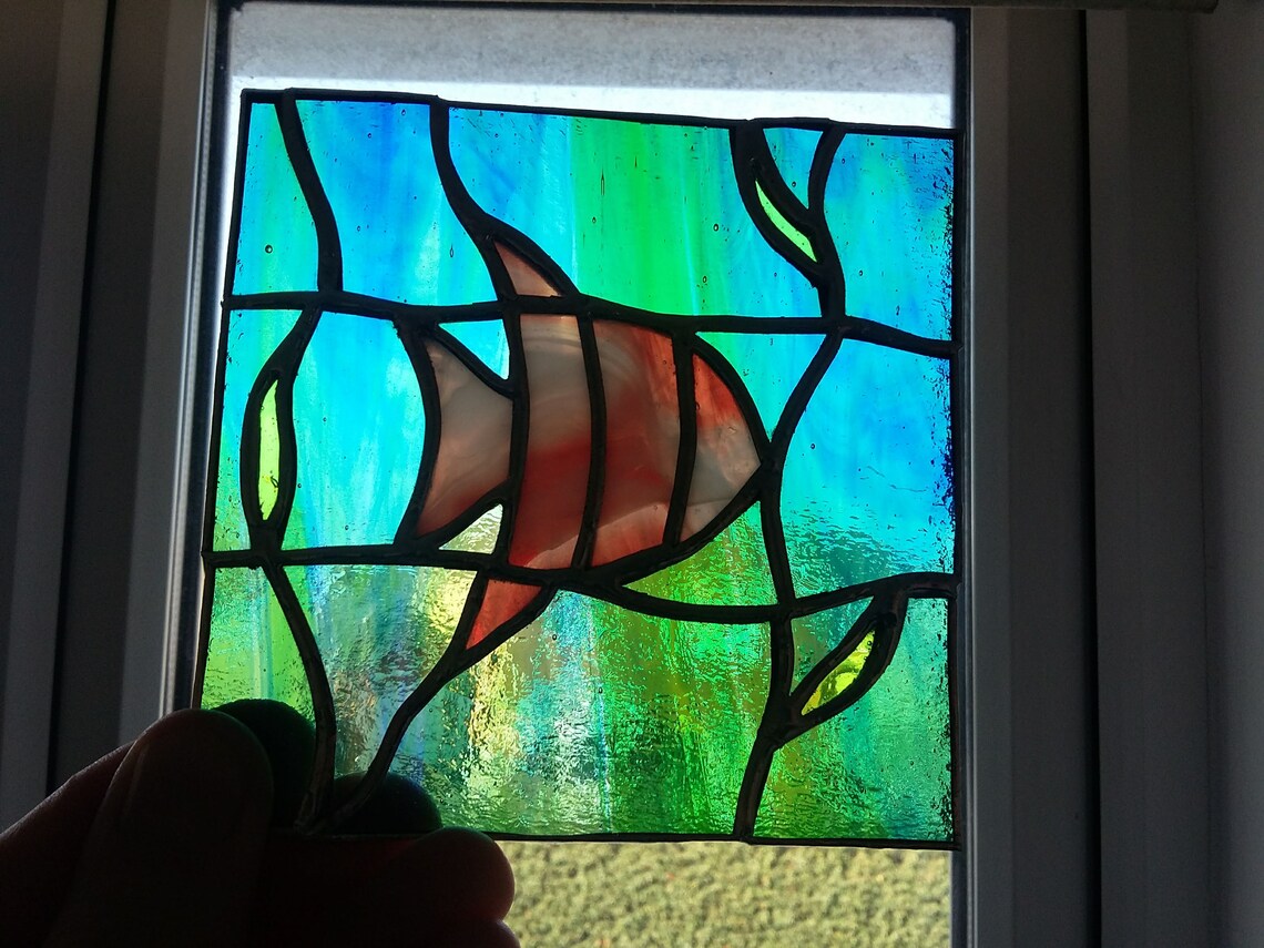Angel Fish Stained Glass Panel Suncatcher - Etsy UK