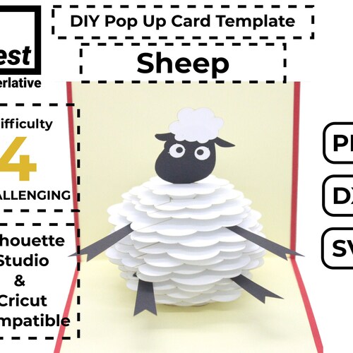 Pop up Sheep Card Template SVG DXF PDF digital Download - Etsy
