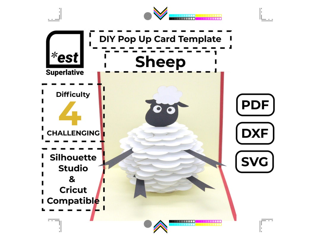 Pop up Sheep Card Template SVG DXF PDF (digital Download) - Etsy
