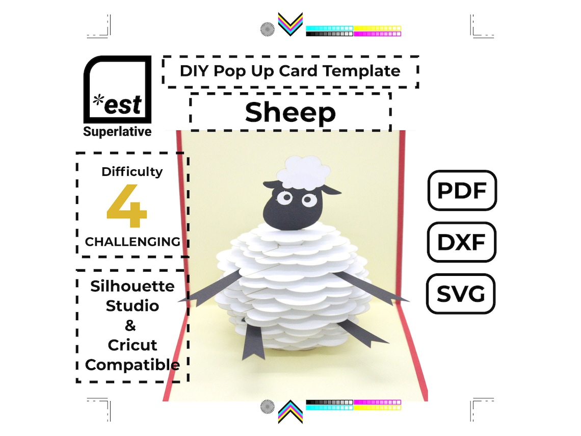 Pop up Sheep Card Template SVG DXF PDF digital Download - Etsy