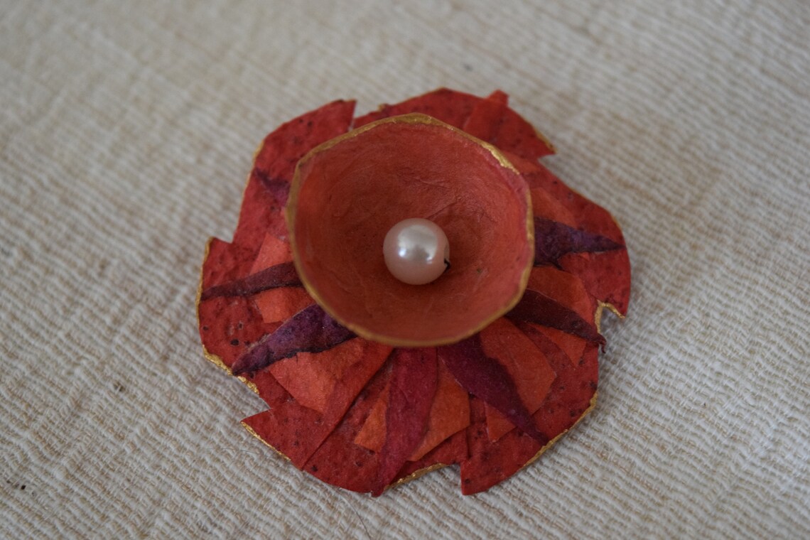 Flower Brooch Made of Handmade Paper - Etsy New Zealand
