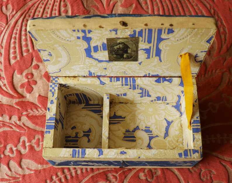 Antique Art Deco Fabric Covered Embroidery Box, Vintage Sewing Box ...