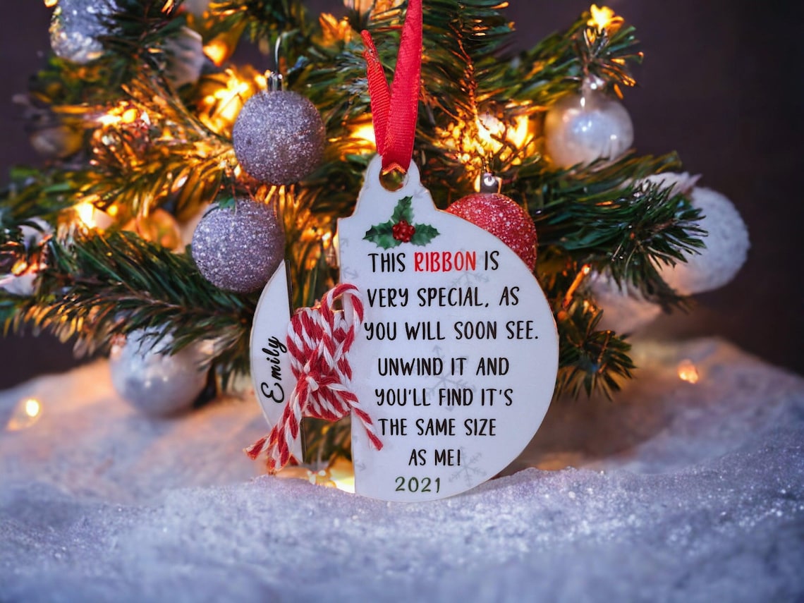 Personalized Height Ribbon Christmas Ornament, Keepsake Height Ornament ...