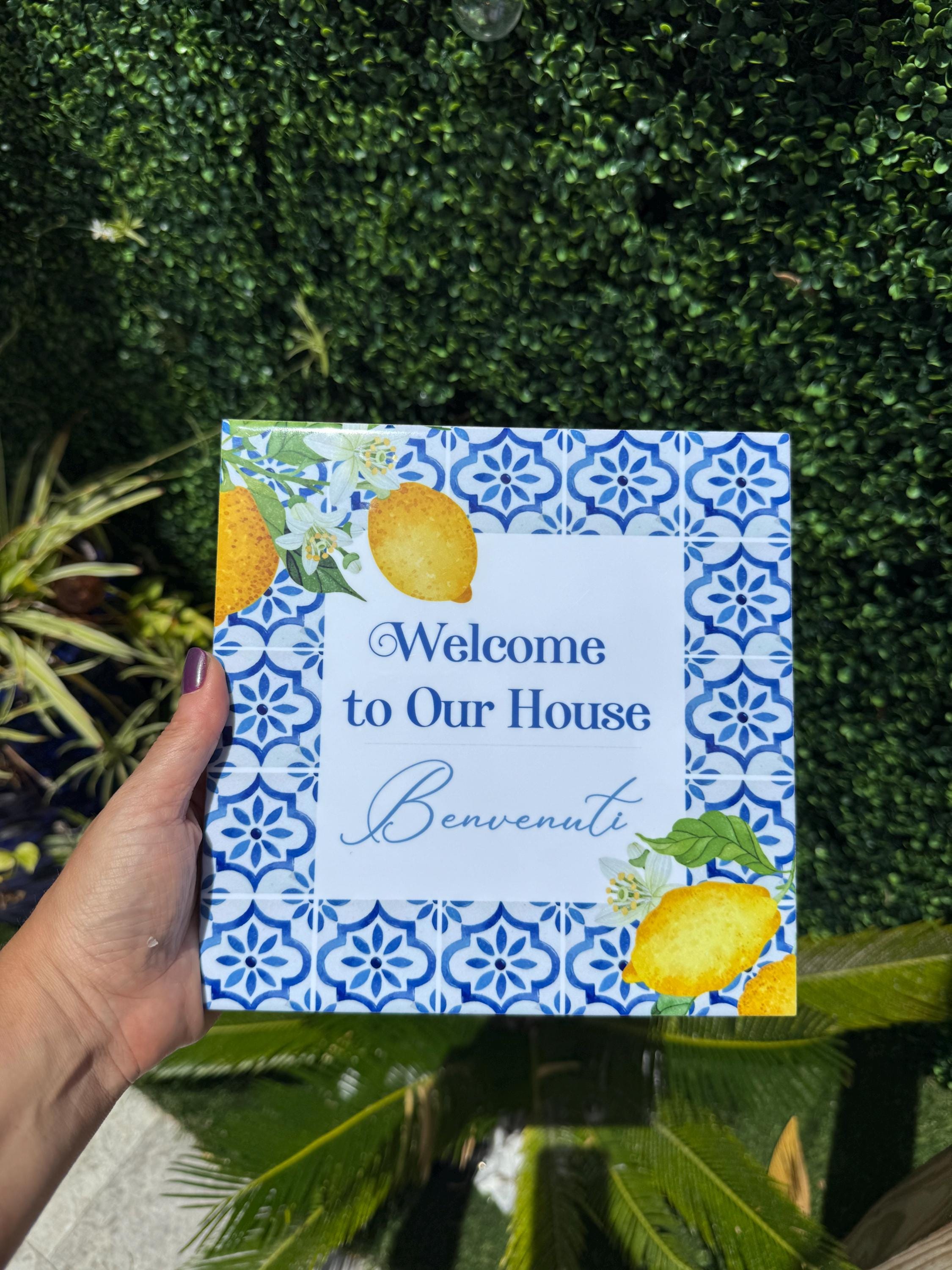 Custom Mediterranean Tile Sign Lemon Wall Art With Personalized Text ...