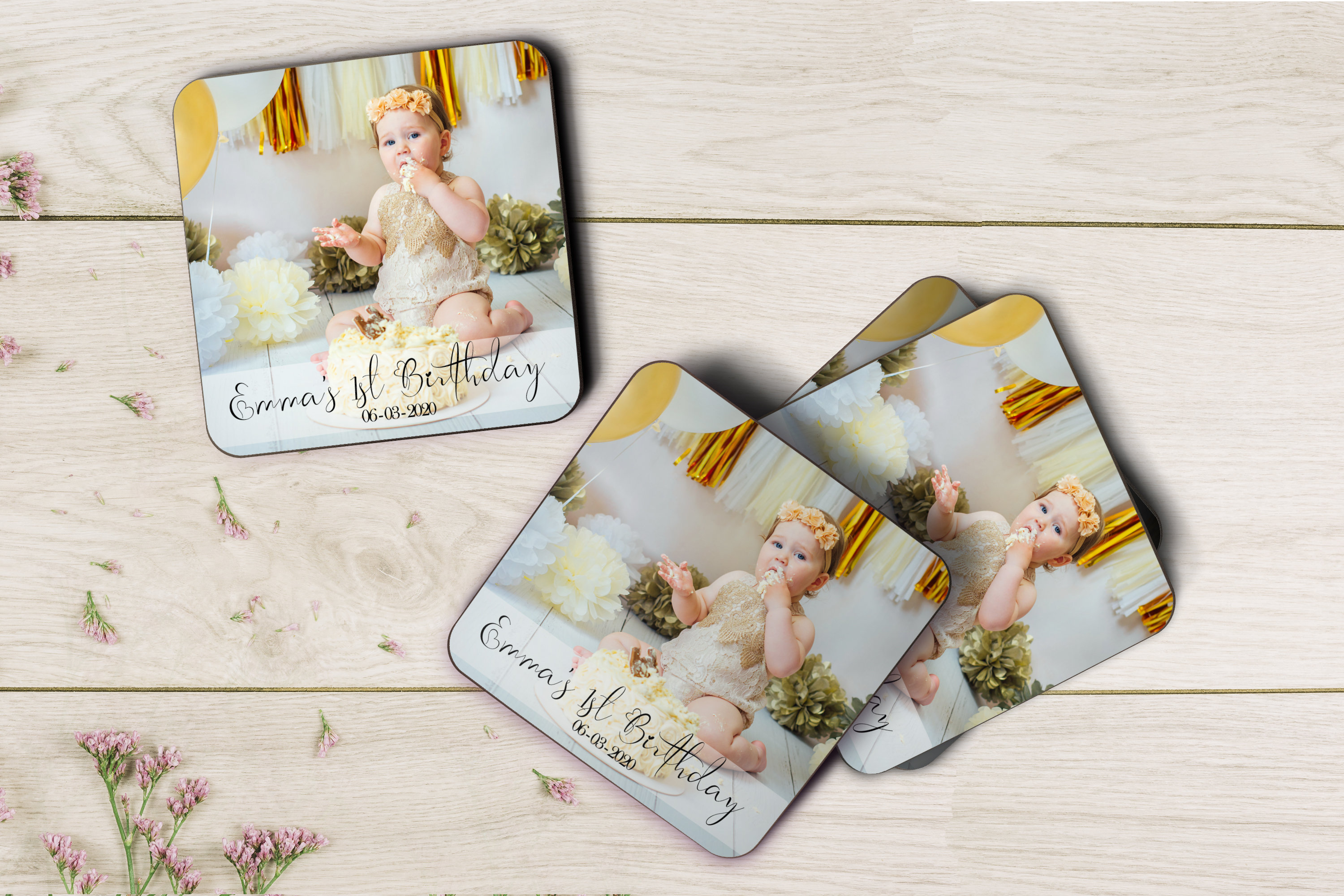 Personalized First Birthday Coasters Baby Birthday Keepsake - Etsy