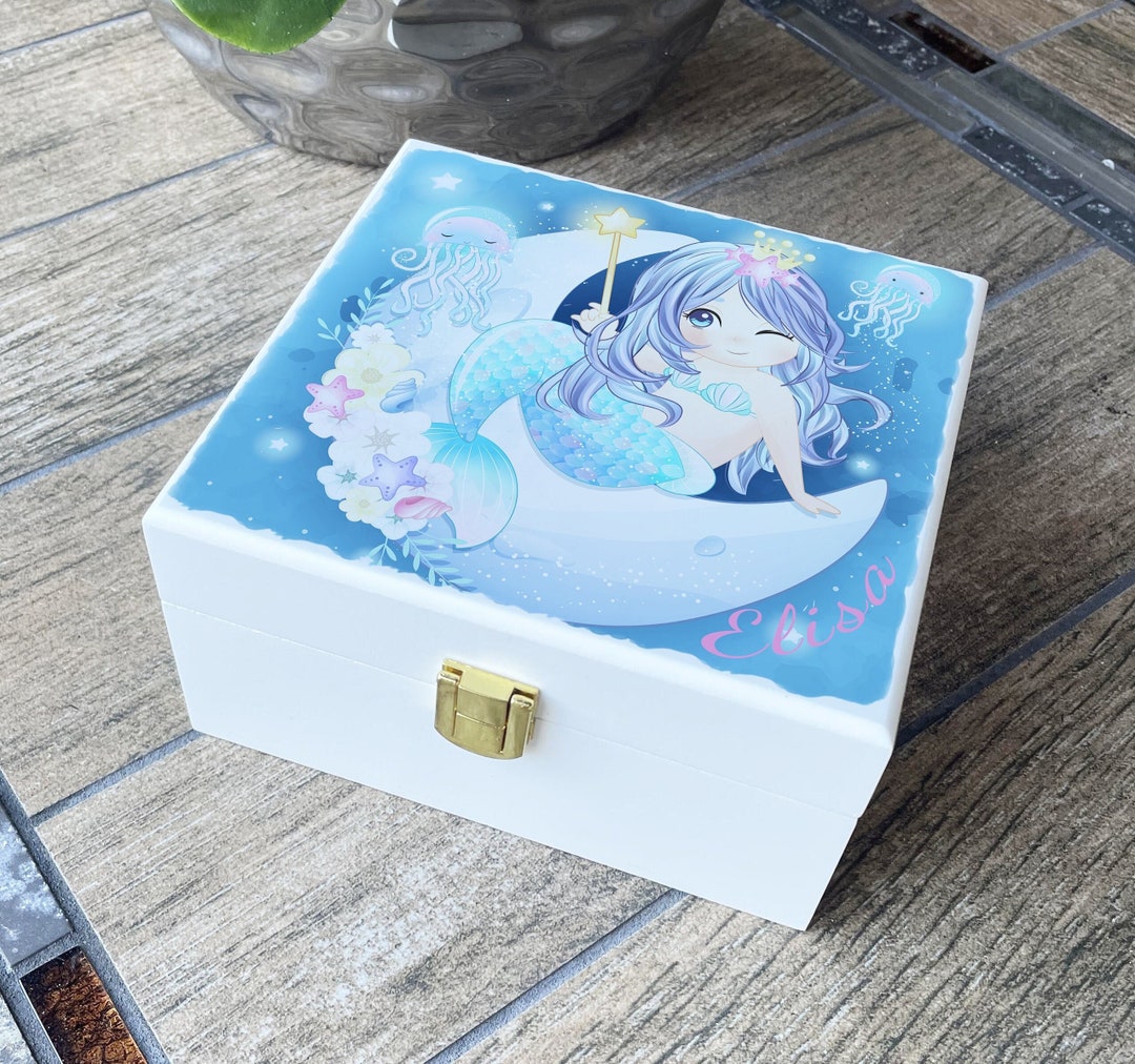 Personalized Mermaid Design Jewelry Box, Keepsake, Keepsake Box, Custom ...