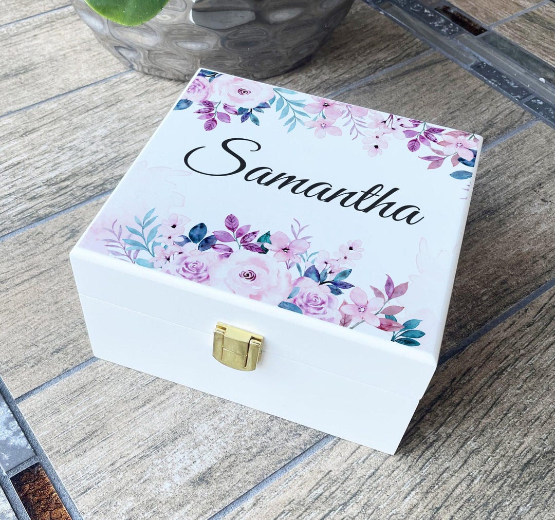 Personalized FLORAL Design Jewelry Box, Keepsake, Keepsake Box, Custom ...