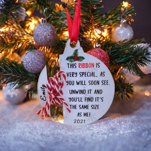 Personalized Height Ribbon Christmas Ornament, Keepsake Height Ornament ...