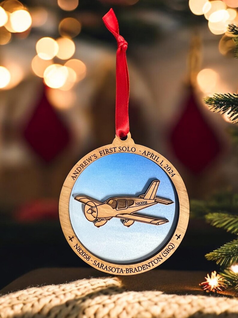 Personalized First Solo Flight Ornament: Piper Airplane, Pilot Gift - Etsy