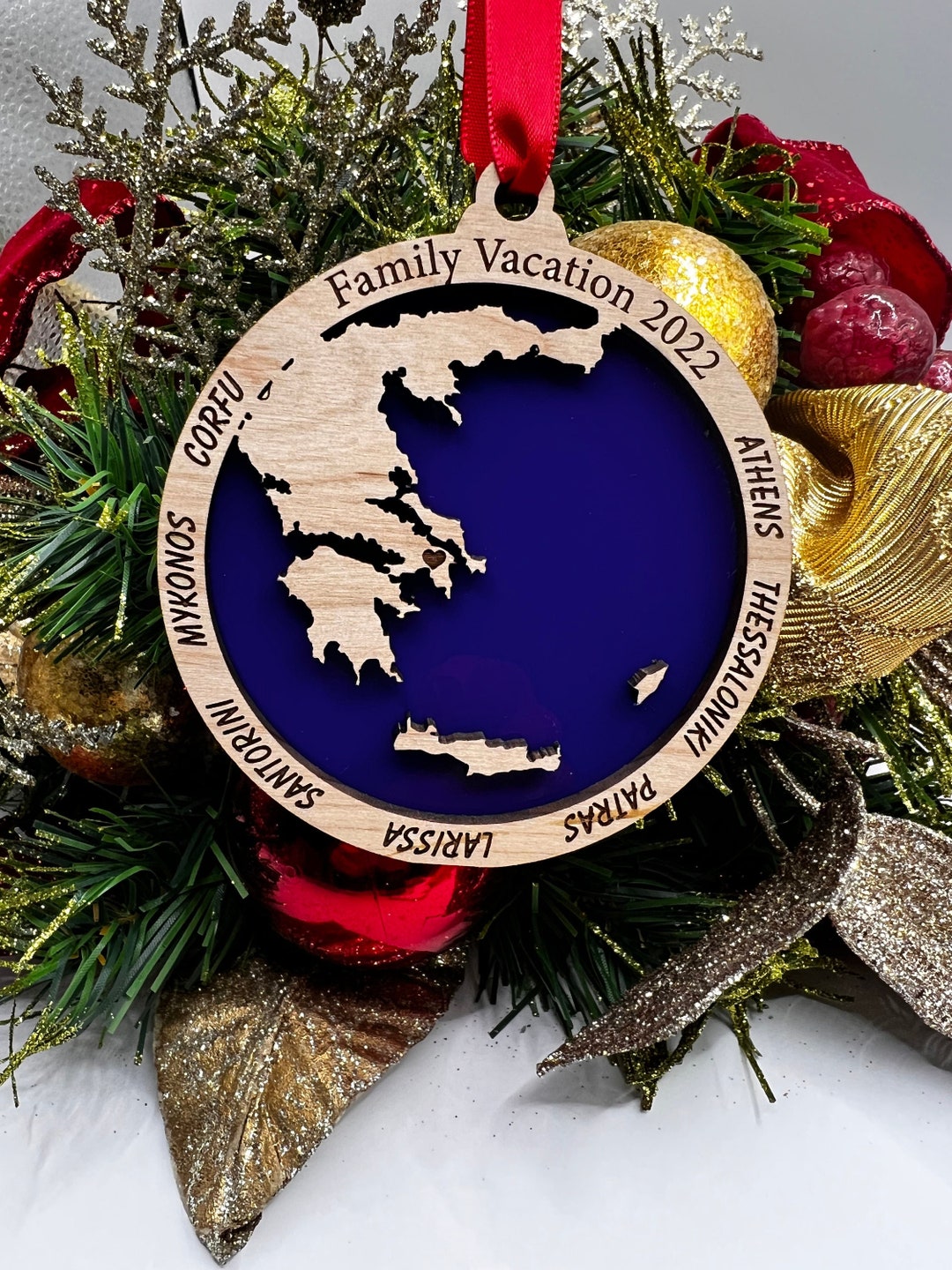 Personalized Greece Ornament Greece Christmas Ornament - Etsy