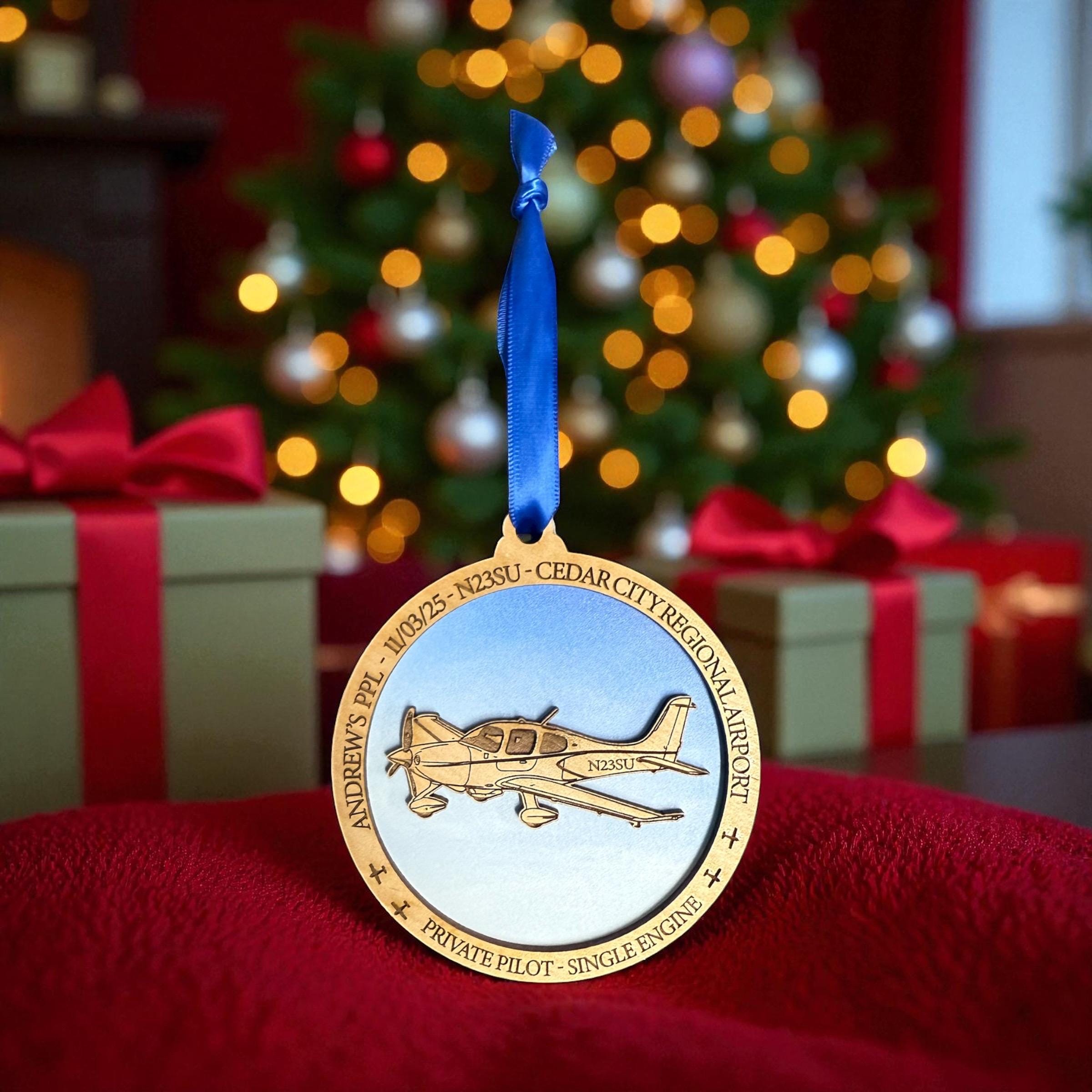 Personalized Private Pilot License Flight Ornament, PPL, Cirrus SR22 ...