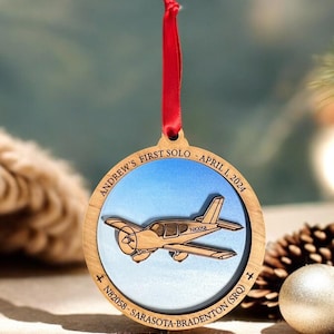 Personalized First Solo Flight Ornament: Piper Airplane, Pilot Gift - Etsy