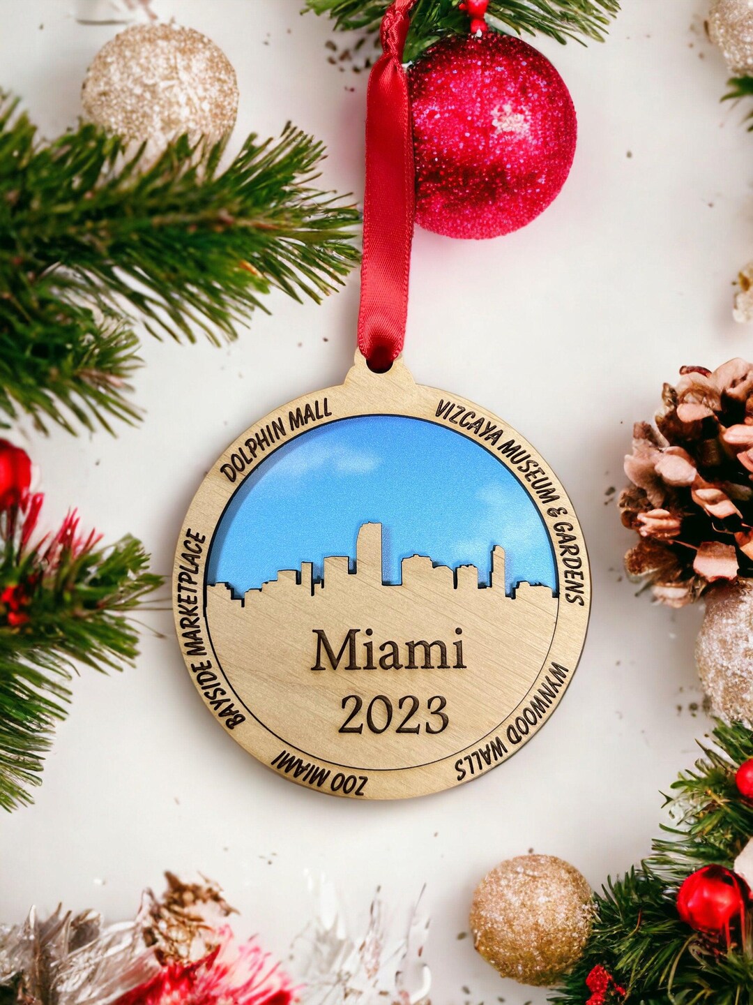 Personalized Miami Ornament, Miami Christmas Ornament, Florida Ornament ...