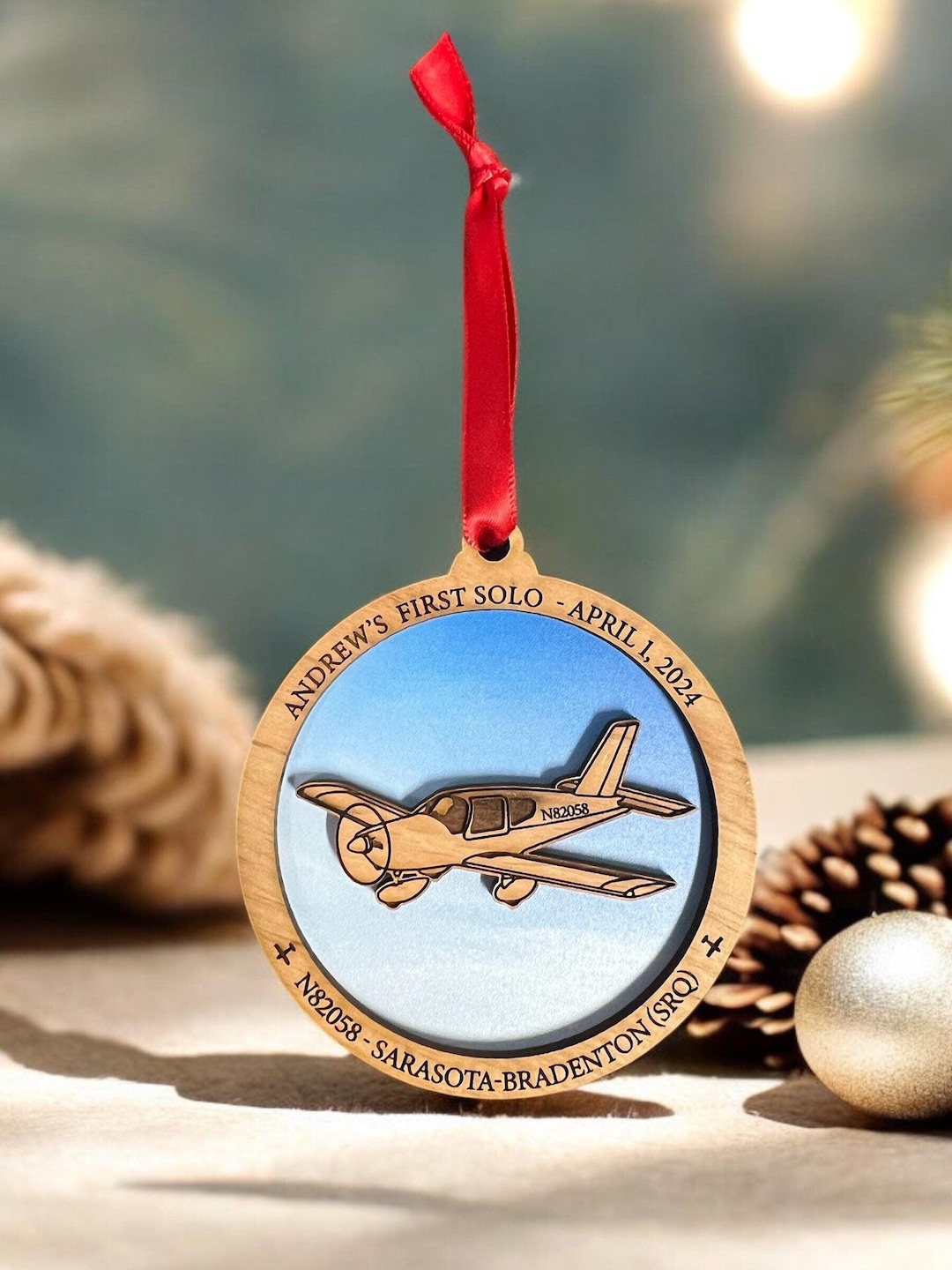 Personalized First Solo Flight Ornament, PPL, Piper Plane, Aviation ...