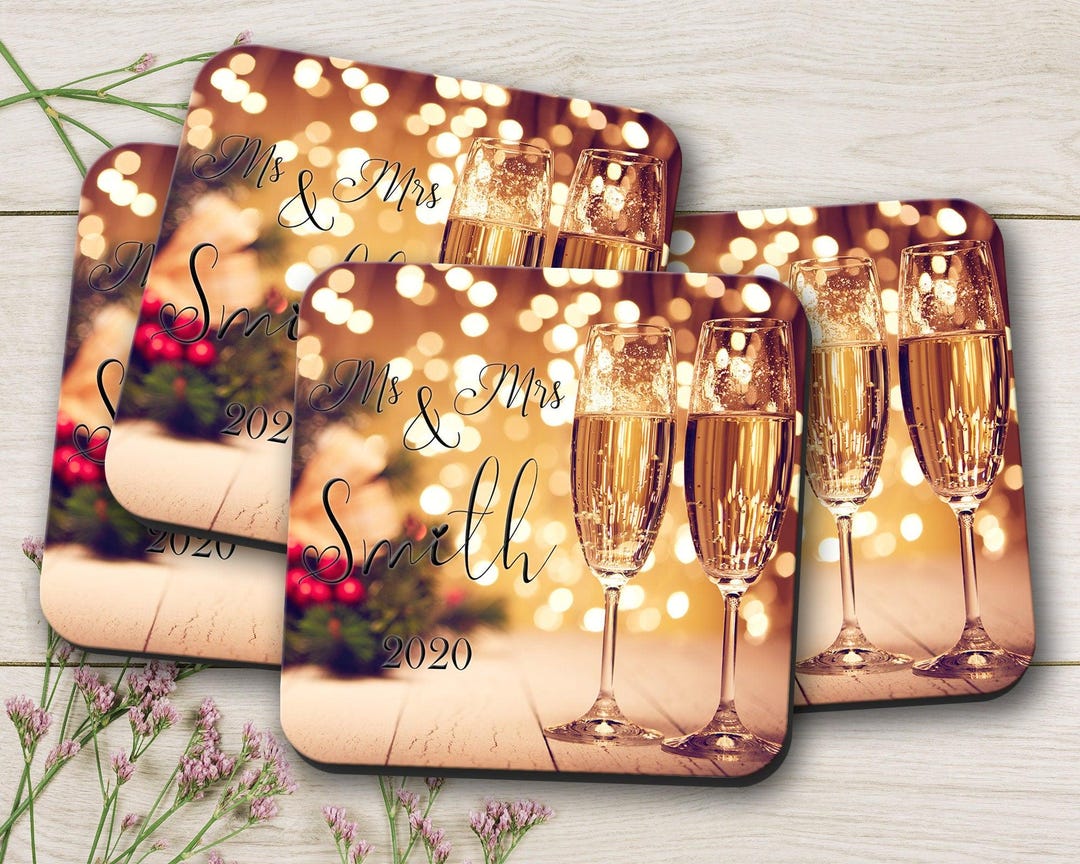 SET of 4 Personalized Wedding Coasters, Wedding Favors, Keepsake ...