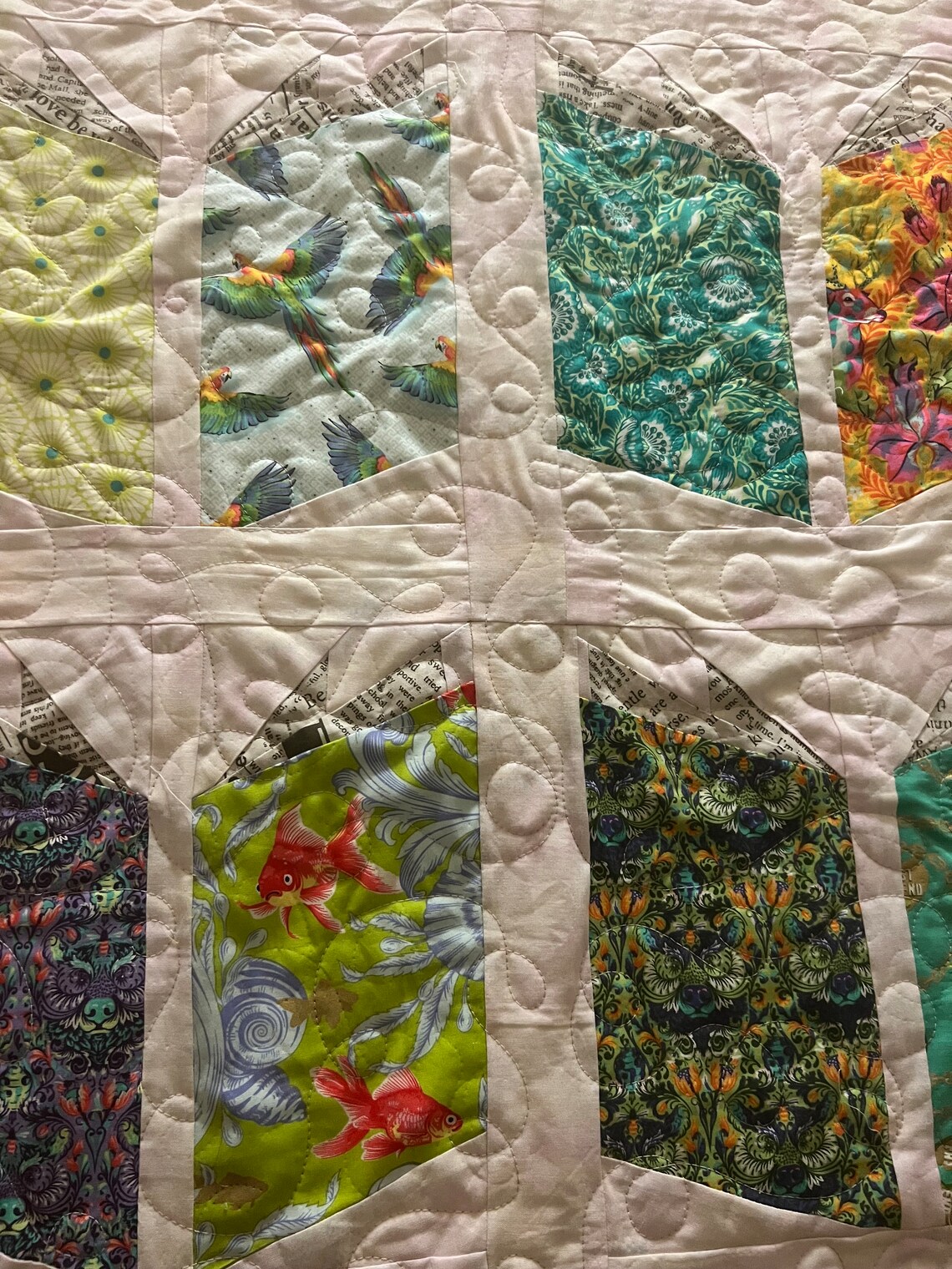 Book Nerd Pattern, Tula Pink Fabric Pieced, Machine Sewn and Quiltted ...