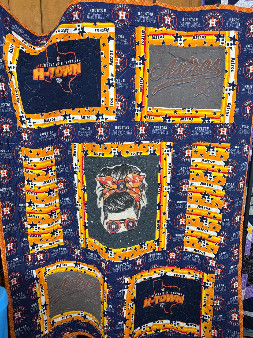 Houston Astros Tshirt Quilt Made by Me, Machine Sewn Quilt. Twin - Etsy