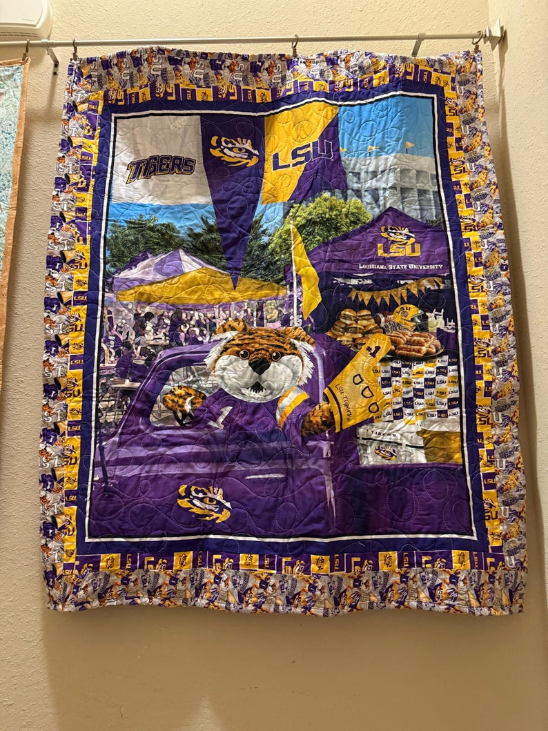 LSU Made by Me, Machine Sewn Quilt. Made With 100% New Cotton Materials ...