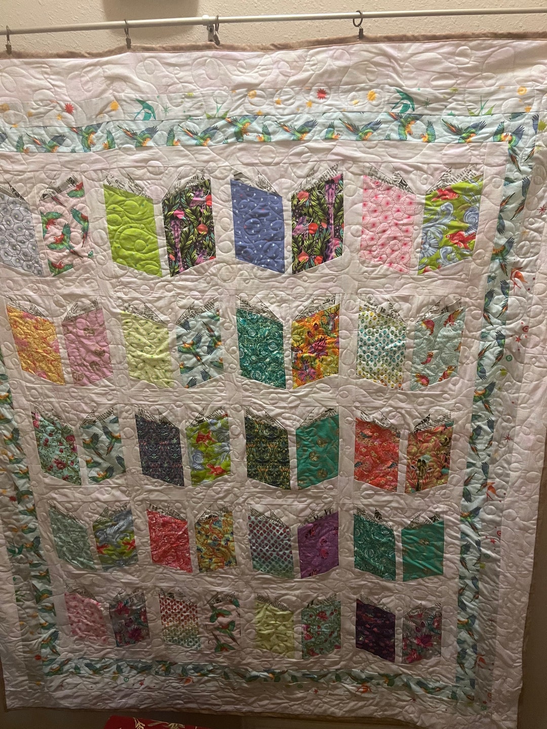 Book Nerd Pattern, Tula Pink Fabric Pieced, Machine Sewn and Quiltted ...