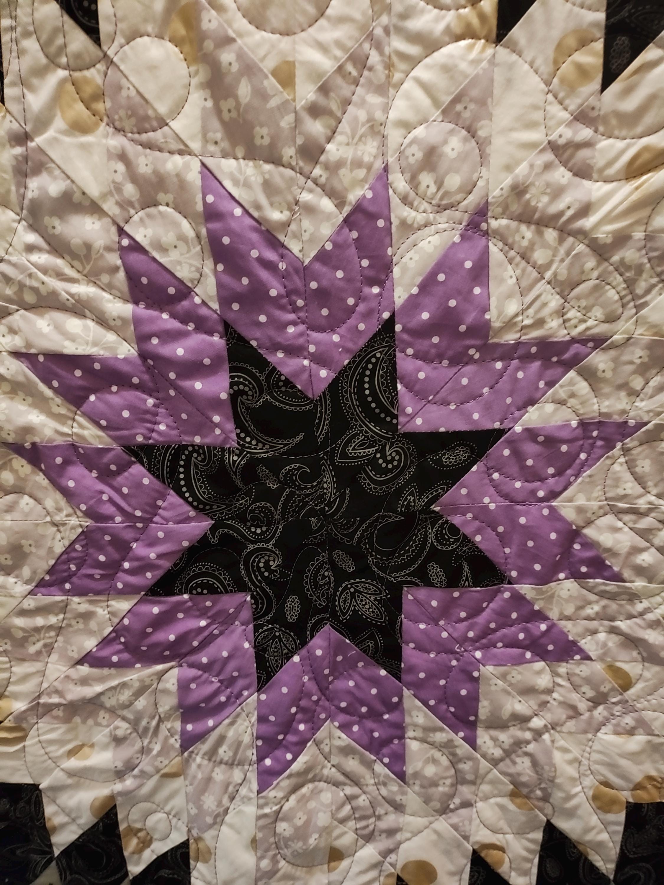 Texas Star Pieced Quilted, by Me, Machine Sewn Quilt. Made With 100% ...