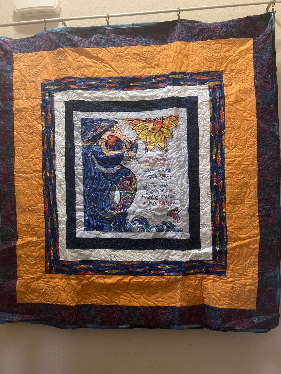 Laurel Burch Mermaid Quilt Hand Made by Me, Machine Sewn Quilt. Made ...