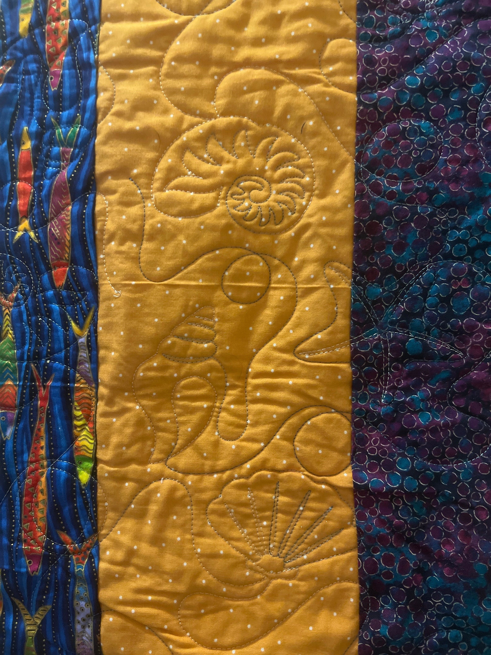 Laurel Burch Mermaid Quilt Hand Made by Me, Machine Sewn Quilt. Made ...