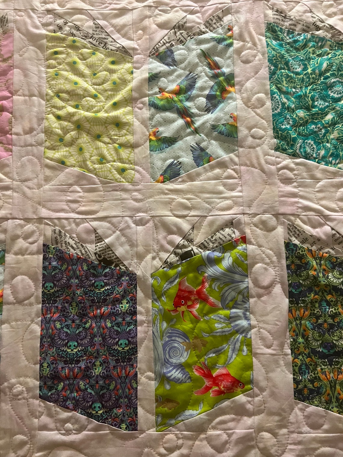 Book Nerd Pattern, Tula Pink Fabric Pieced, Machine Sewn and Quiltted ...