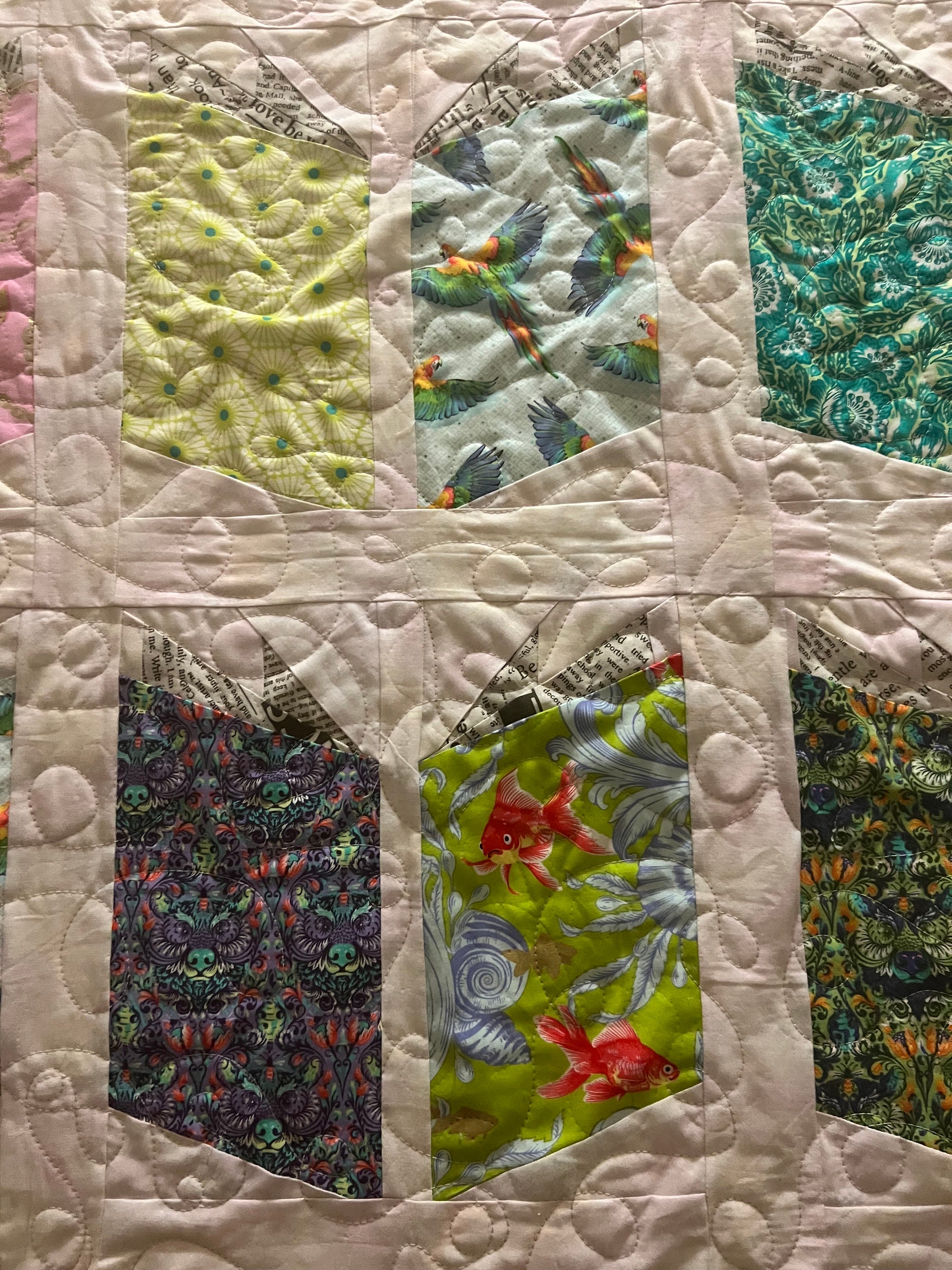 Book Nerd Pattern, Tula Pink Fabric Pieced, Machine Sewn and Quiltted ...