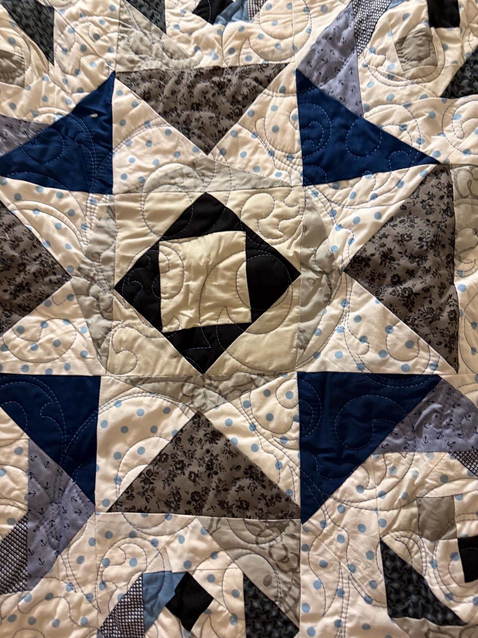 Blue Quilt Pieced , Machine Sewn Quilt. Measurements 48x48 100% Cotton ...