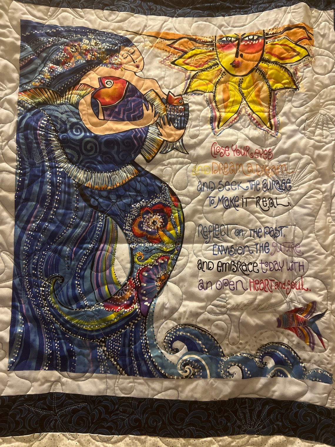 Laurel Burch Mermaid Quilt Hand Made by Me, Machine Sewn Quilt. Made ...