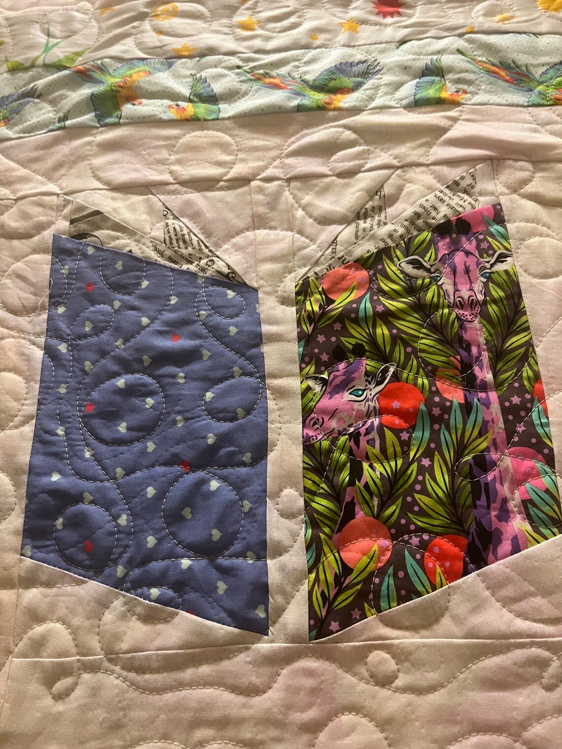 Book Nerd Pattern, Tula Pink Fabric Pieced, Machine Sewn and Quiltted ...