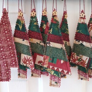 Handmade Scrap Fabric Christmas Tree Ornament, Quilted Tree, Upcycled ...