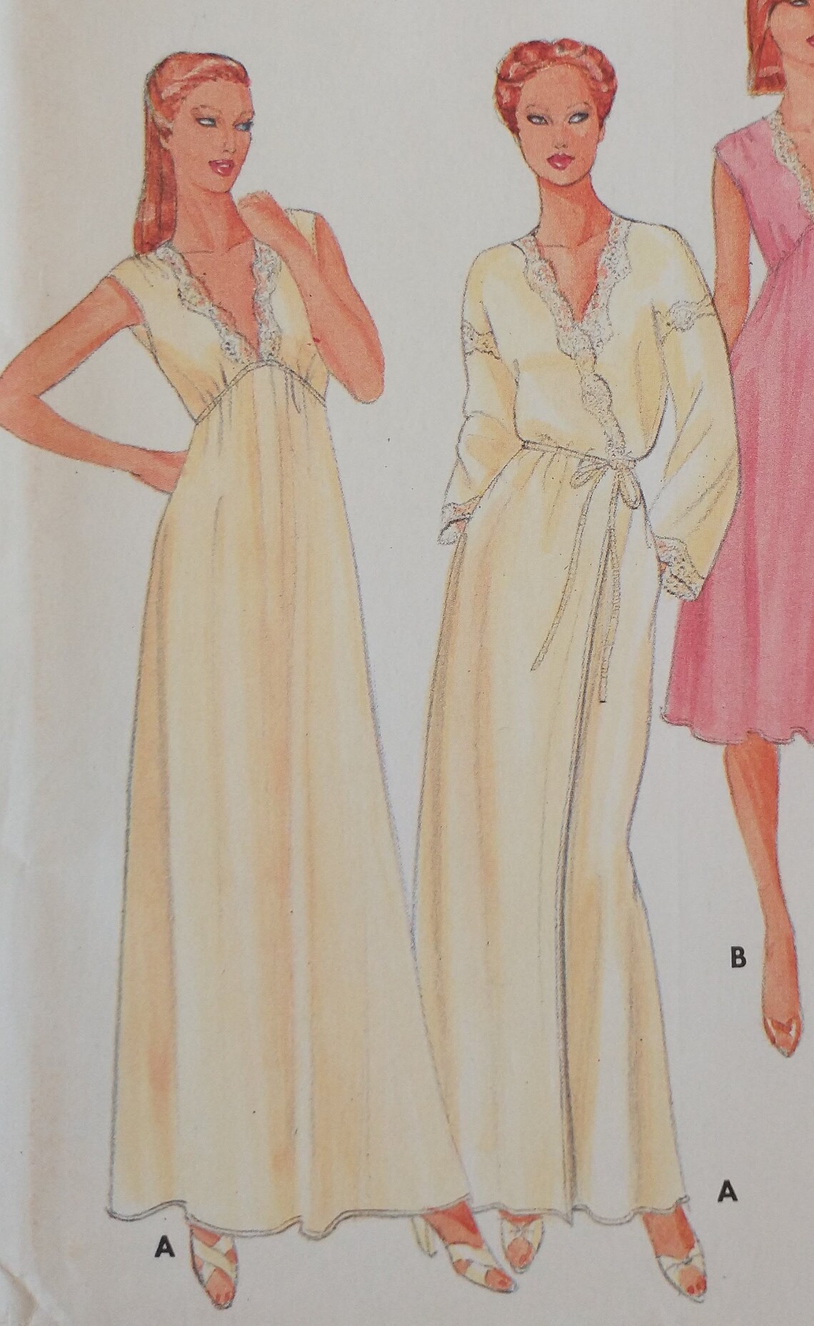 VINTAGE Nightgown and Robe Pattern Butterick 4096 Size | Etsy