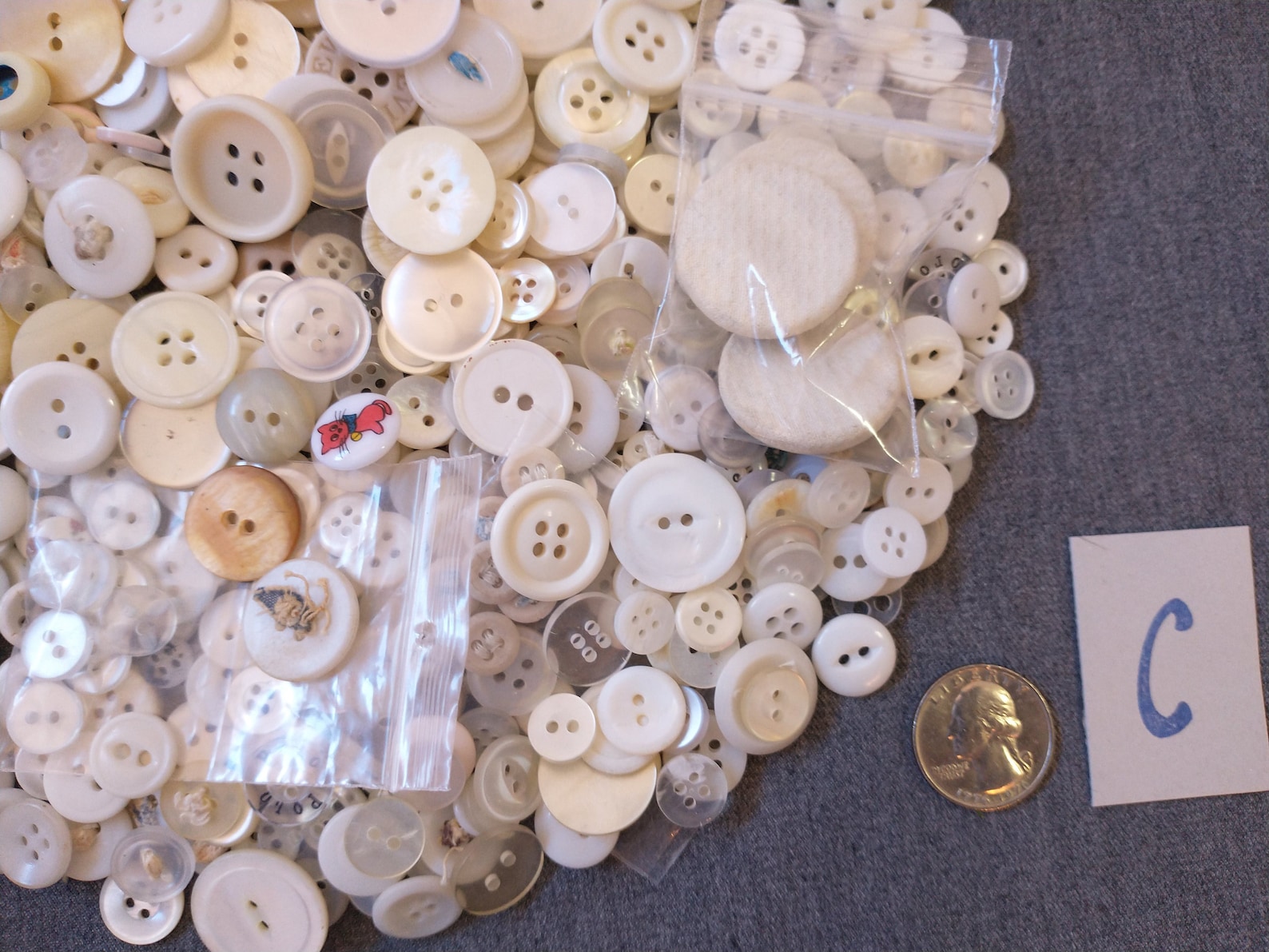 Vintage White Buttons, Choice of Two Lots of 400+ Buttons Each, White ...