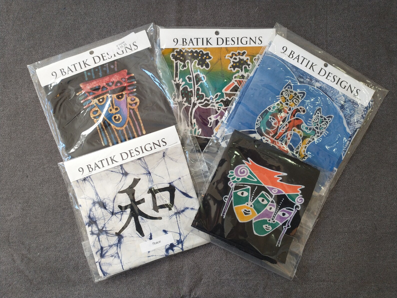 Vintage Indonesian Batik Mini Packets, Five Nine-fabric Packs, Use for ...